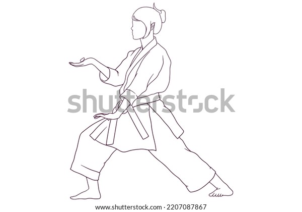 Young Girl Doing Karate Pose Hand Stock Vector (Royalty Free ...