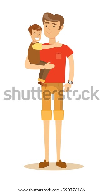 Young Handsome Father Holding His Son Stock Vector (Royalty Free ...