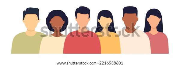 Young Happy Multicultural People Set Diverse Stock Vector (Royalty Free ...