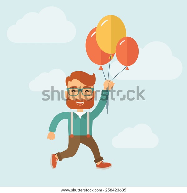 Young Hipster Beard Flying Blue Sky Stock Vector (Royalty Free ...