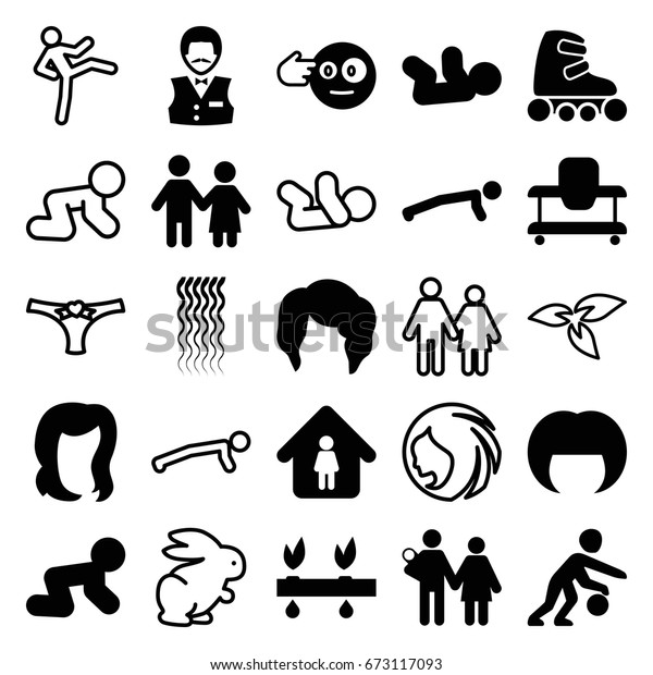 Young Icons Set Set 25 Young Stock Vector (Royalty Free) 673117093 ...