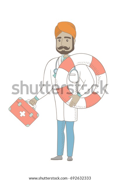 Young Indian Paramedic Holding First Aid Stock Vector (Royalty Free ...