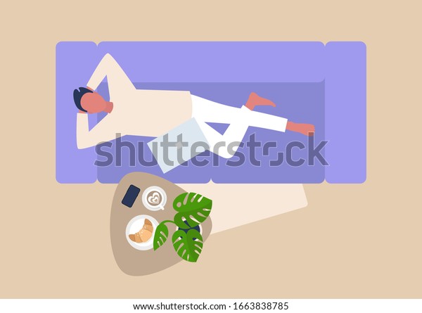 Young Male Character Lying Down On Stock Vector (Royalty Free ...
