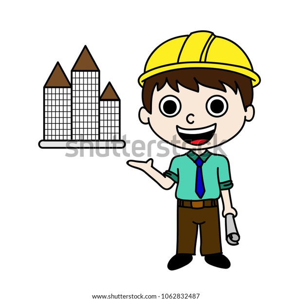 Young Man Architect Cartoon Character Isolated Stock Vector (Royalty ...