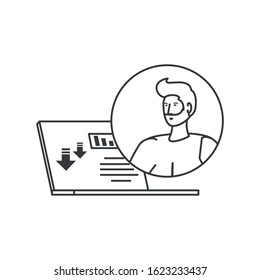 Young Man Avatar Laptop Computer Vector Stock Vector (Royalty Free ...