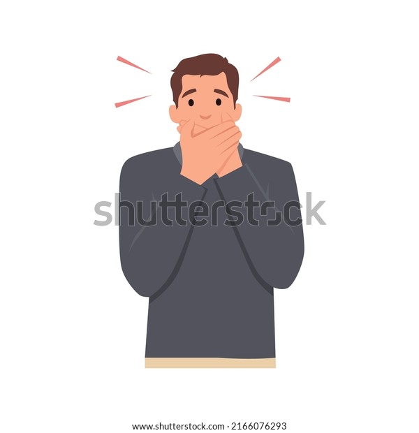 Young Man Cartoon Character Keep Secret Stock Vector (Royalty Free ...