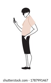 Young Man Cell Phone Hand Vector Stock Vector (Royalty Free) 1787991467 ...