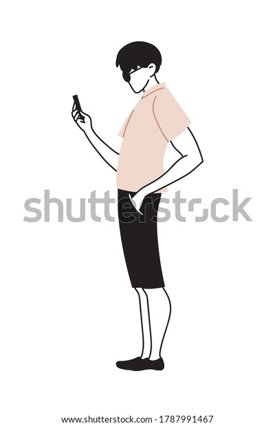 Young Man Cell Phone Hand Vector Stock Vector (Royalty Free) 1787991467 ...