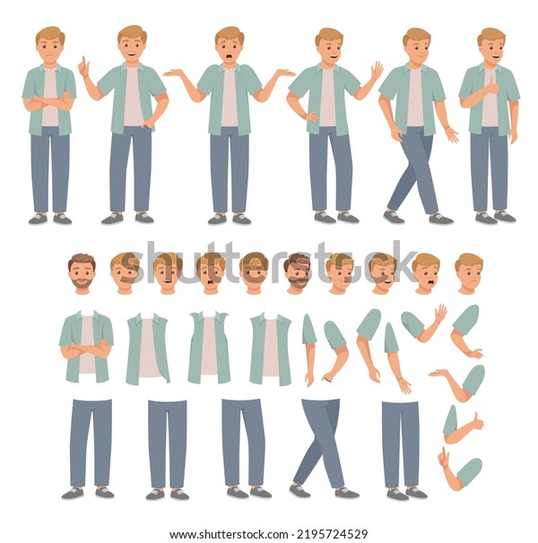 Young Man Character Separated Body Parts Stock Vector (Royalty Free ...