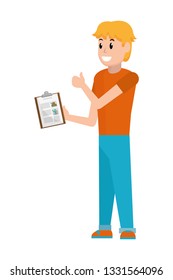 Young Man Checklist Stock Vector (Royalty Free) 1331564093