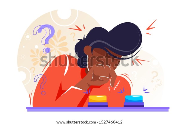 Young Man Choosing Button Push Concept Stock Vector (Royalty Free ...