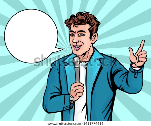 Young Man Describing Details Stock Vector (Royalty Free) 1411774616 ...