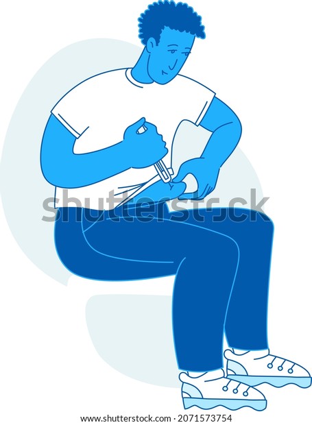 Young Man Doing Insulin Injection Syringe Stock Vector (Royalty Free ...