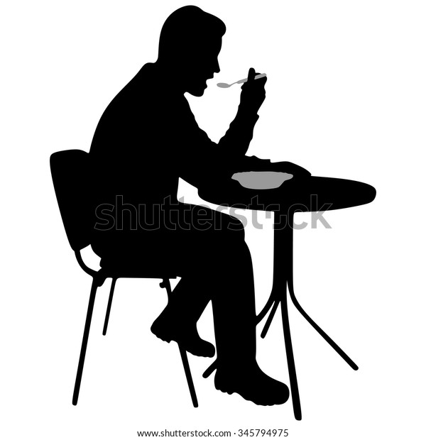 Young Man Eating Lunch Cafe Eating Stock Vector (Royalty Free) 345794975