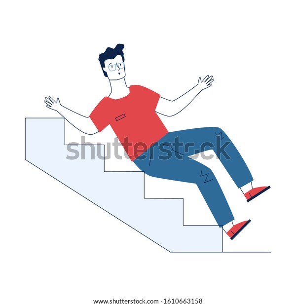 Young Man Falling Downstairs Cartoon Character Stock Vector (Royalty ...