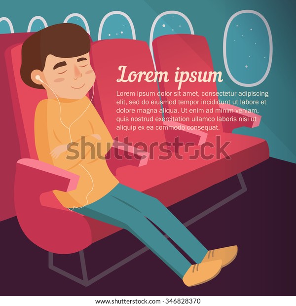 Young Man Flying On Plane Vector Stock Vector (Royalty Free) 346828370