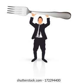 Young Man Holding Fork Stock Vector (Royalty Free) 172294400 | Shutterstock