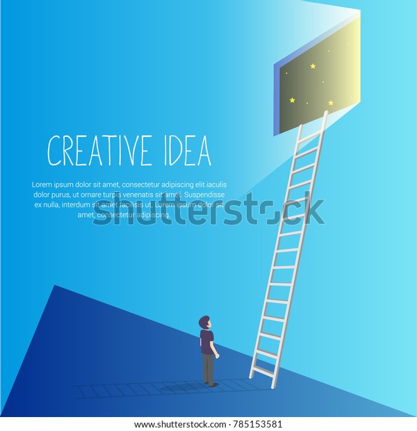 Young Man Observing High Ladder Stock Vector (Royalty Free) 785153581 ...