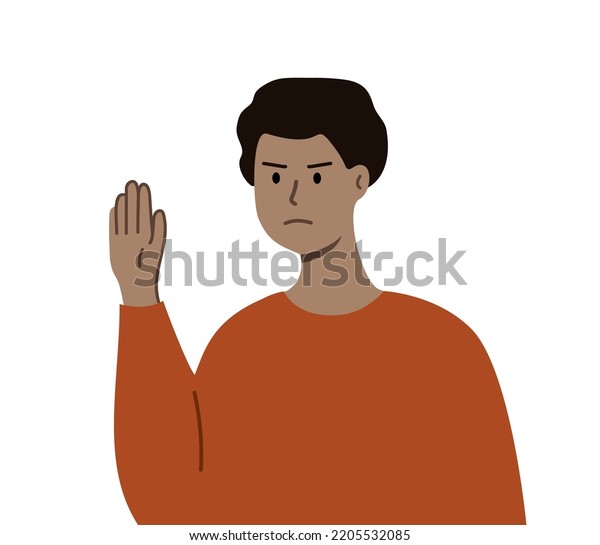 Young Man Raising Hand Gesture Boy Stock Vector (Royalty Free ...
