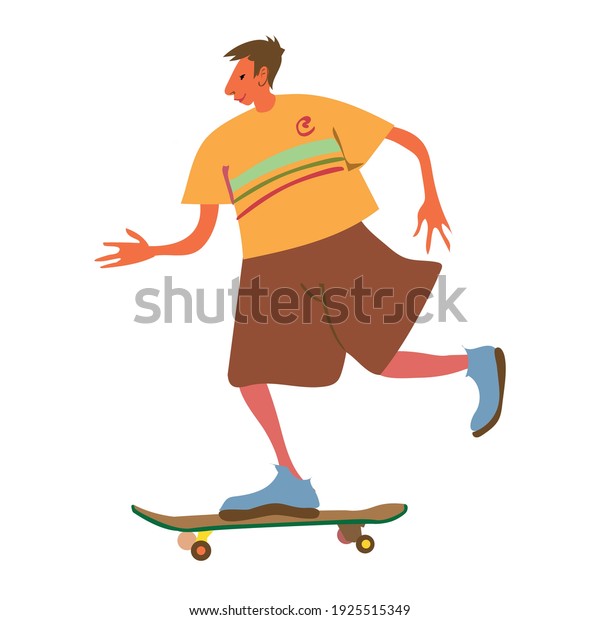 Young Man Riding Skateboard Vector Illustration Stock Vector Royalty