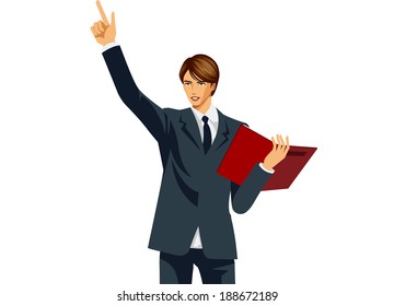 Young Man Rising Hand Stock Vector (Royalty Free) 188672189