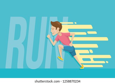 Young Man Running Fast Vector Illustration: เวกเตอร์สต็อก (ปลอดค่า ...