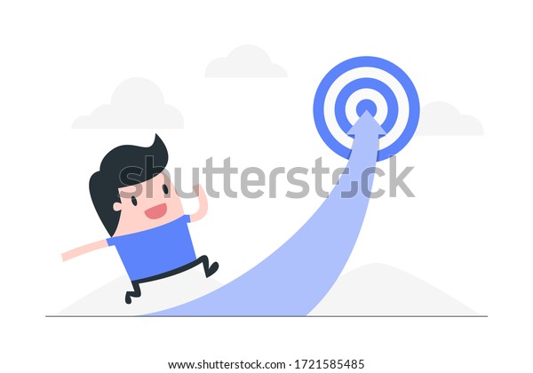 Young Man Running Target Reach Target Stock Vector (Royalty Free ...
