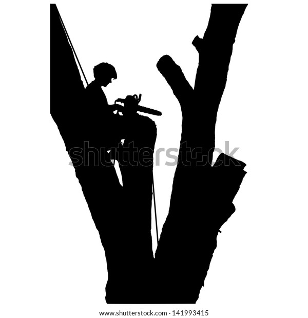 Young Man Sitting Tree After Cutting Stock Vector (Royalty Free) 141993415