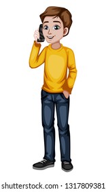 Young Man Talking On Phone Cartoon Stock Vector (Royalty Free ...