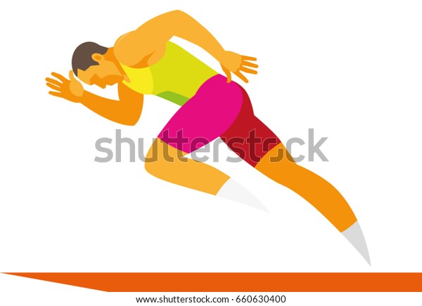 Young Muscular Man Sprinter Which Start Stock Vector (Royalty Free ...