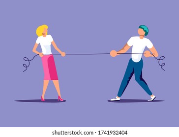 Young People Pull Rope Opposite Each Stock Vector (Royalty Free ...