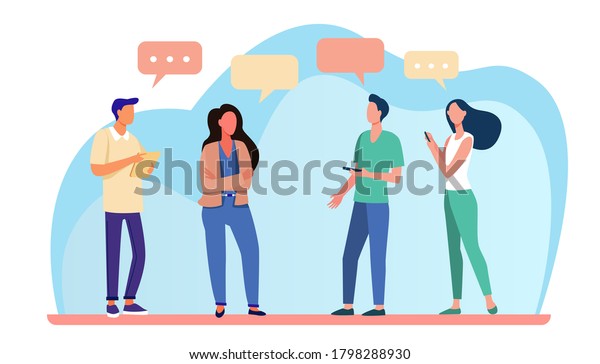 Young People Standing Talking Each Other Stock Vector (Royalty Free ...