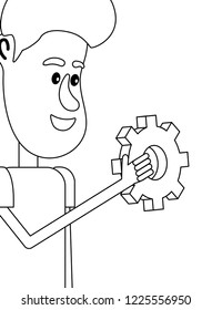 Young People Technical Support Black White Stock Vector (Royalty Free ...