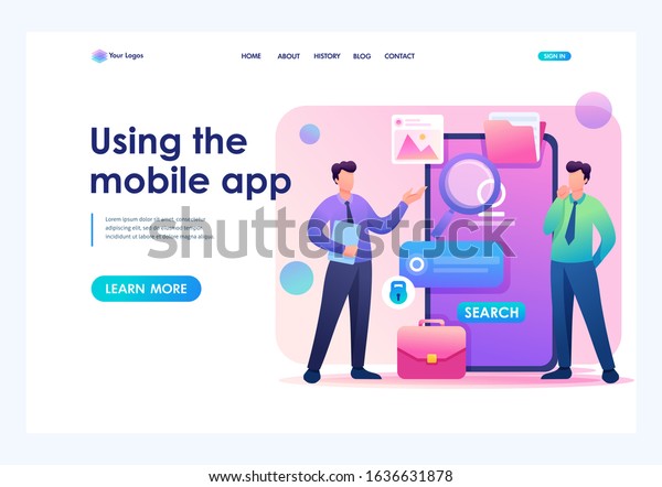 Young People Use Mobile App Search Stock Vector (Royalty Free ...
