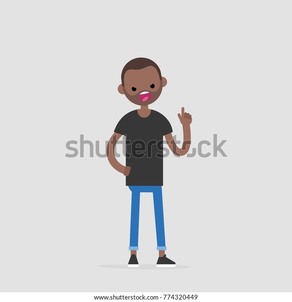 Young Pissed Off Character Pointing Finger Stock Vector (Royalty Free ...