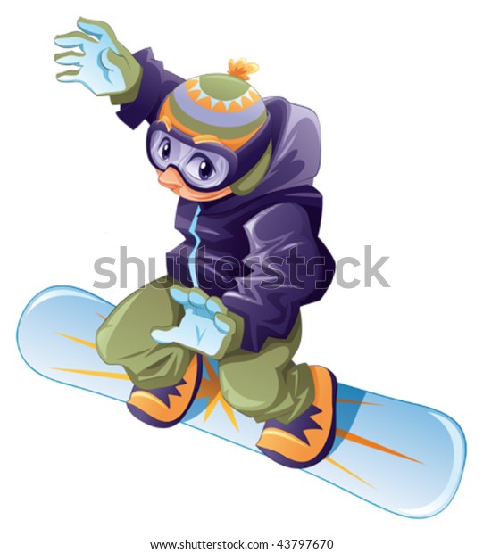 Young Snowboarder Vector Cartoon Sport Character Stock Vector (Royalty ...