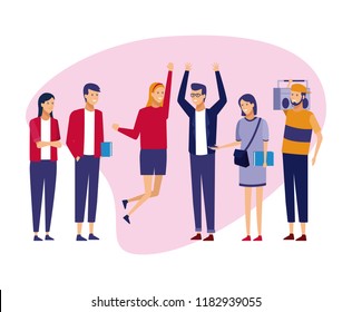 Young Students Cartoons Stock Vector (Royalty Free) 1182939055 ...