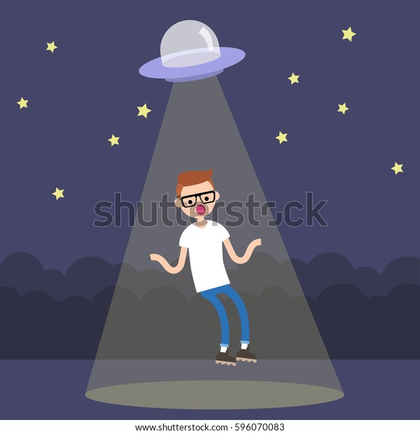 Young Surprised Nerd Abducted By Ufo Stock Vector (Royalty Free) 596070083