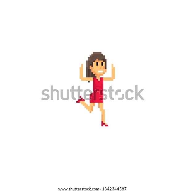Young Woman Dancing Pixel Art Old Stock Vector (Royalty Free ...