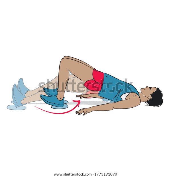 Young Woman Doing Glutes Exercise Supine Stock Vector (Royalty Free ...