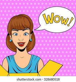 Young Woman Get Present Vector Illustration Stock Vector (Royalty Free ...