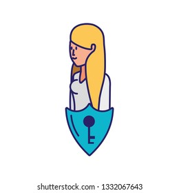 Young Woman Shield Secure Stock Vector (Royalty Free) 1332067643 ...