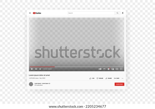 Youtube Video Frame Transparent Window Trondheim Stock Vector (Royalty ...