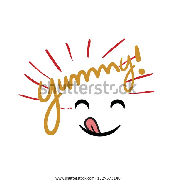 Yummy Expression Delicious Food Stock Vector (Royalty Free) 1329573140