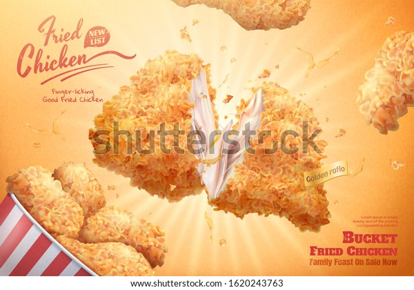 Yummy Fired Chicken Bucket Ads On Stock Vector (Royalty Free) 1620243763