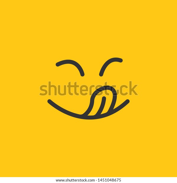 Yummy Smile Vector Cartoon Line Emoticon Stock Vector (Royalty Free ...