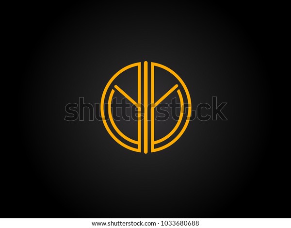 Yy Circle Shape Golden Yellow Letter Stock Vector (Royalty Free) 1033680688