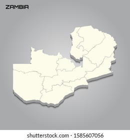 Zambia 3d Map Borders Regions Vector Stock Vector (Royalty Free ...