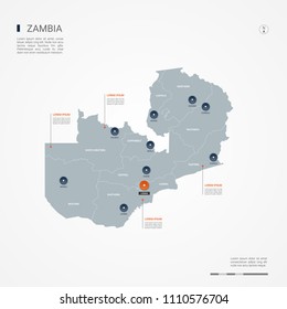 Zambia Map Borders Cities Capital Lusaka Stock Vector (Royalty Free ...