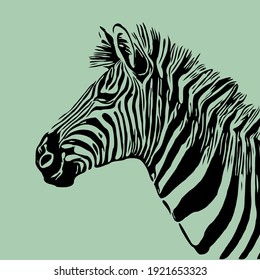 Zebra Black Green Side View Vector Stock Vector (Royalty Free) 1921653323